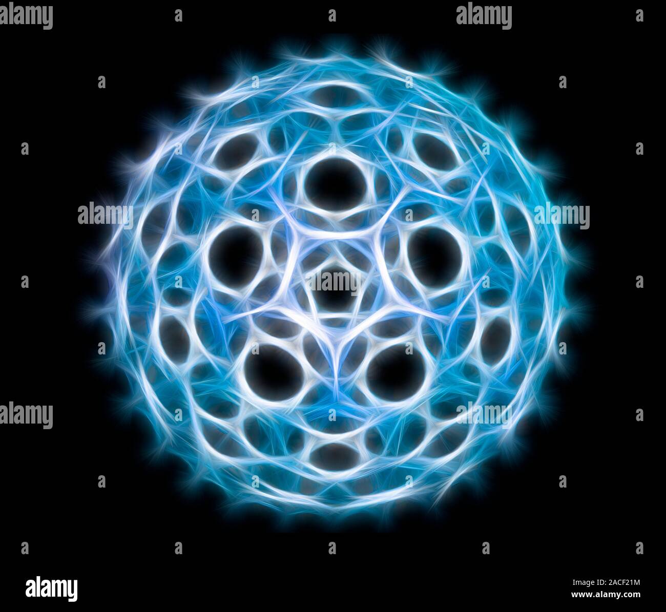 Fullerene molecule. Computer artwork of the spherical fullerene ...