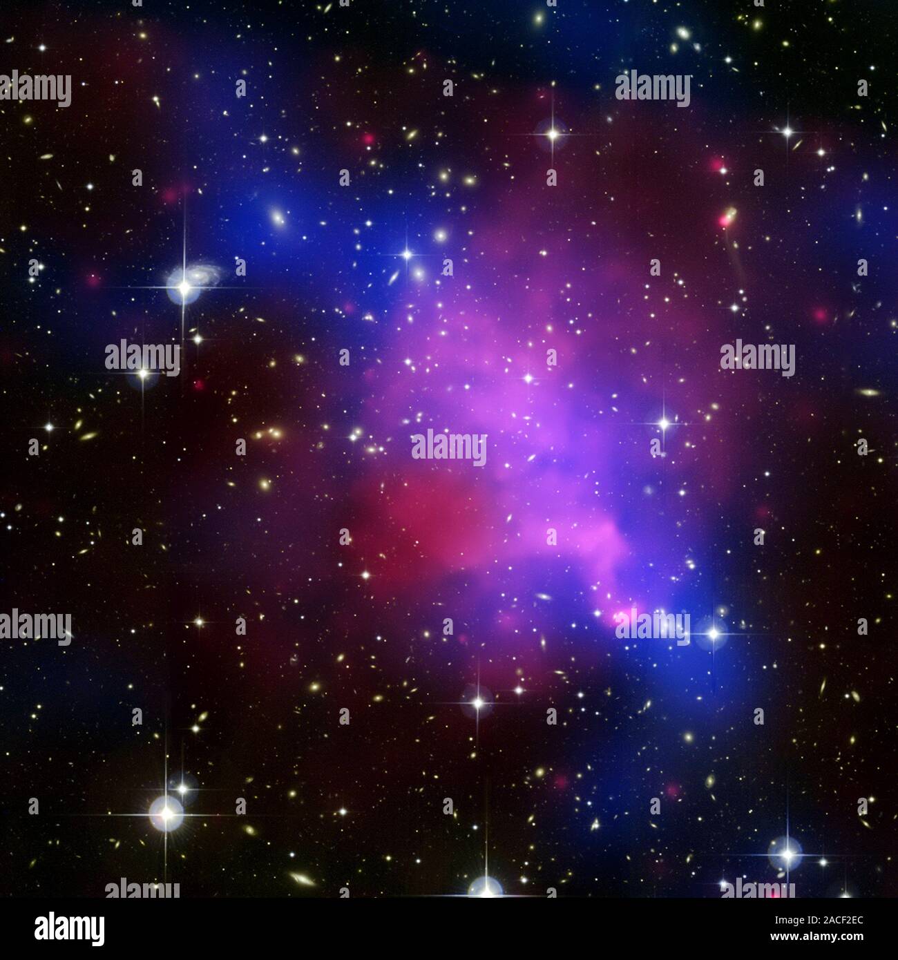 Galaxy cluster Abell 520, combined X-ray and visible light image. This ...