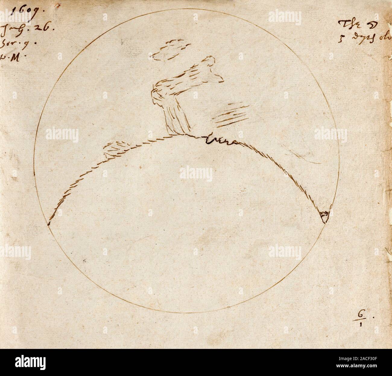 Moon observation by British astronomer and mathematician Thomas Harriot ...