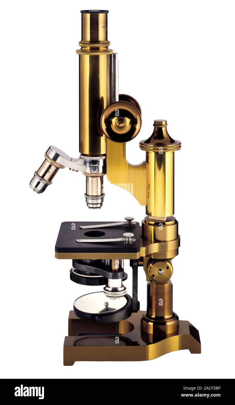 Antique microscope. This is an optical microscope. The first true ...