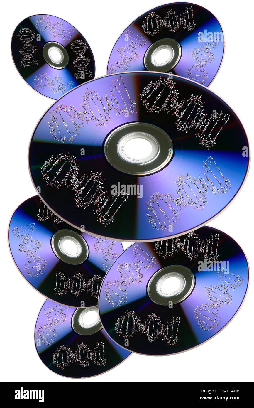 Genetic information storage, conceptual computer artwork. Molecules of ...