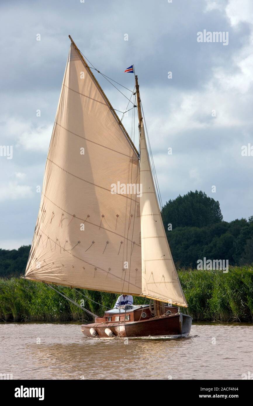 Sailing yacht. Photographed on the River Bure near Upton Marshes ...