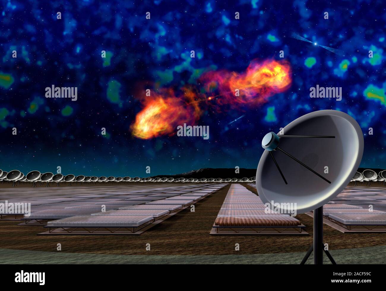 Square Kilometre Array telescope. Artist's concept of the Square ...