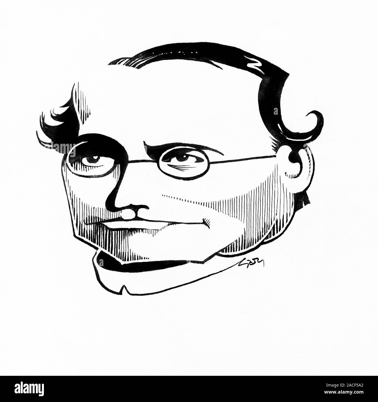 Gregor Mendel (1822-1884). Caricature of the Austrian botanist and ...