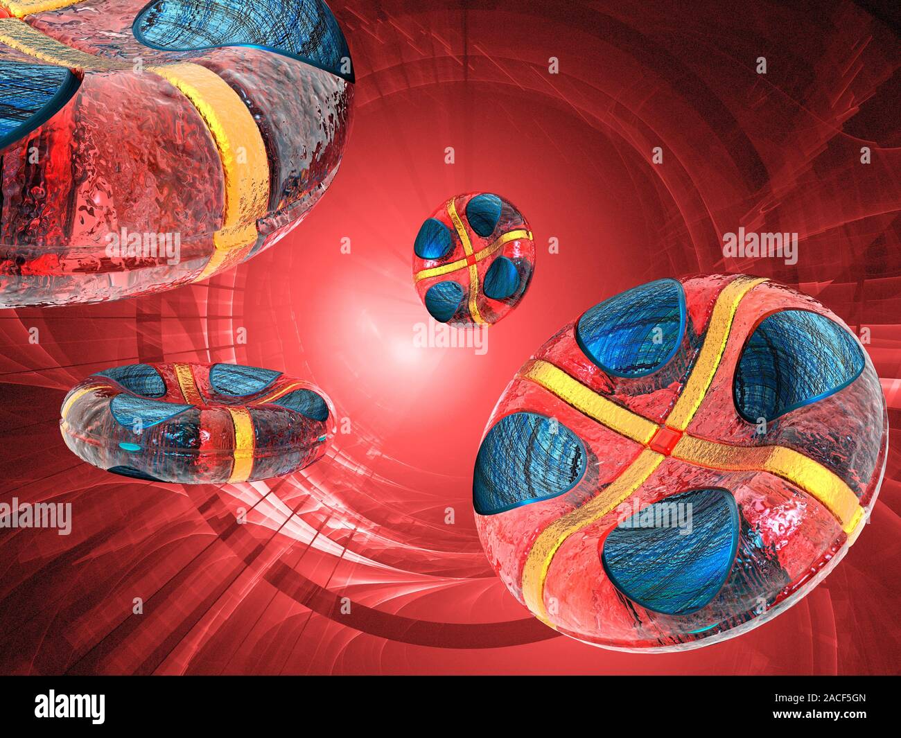 Artificial blood cells, conceptual computer artwork. Synthetic blood ...