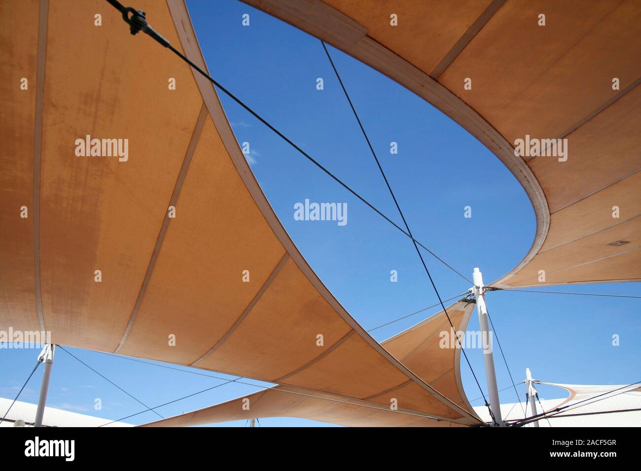 Canvas sails. Architectural feature on the roof of the 'Sails in the ...