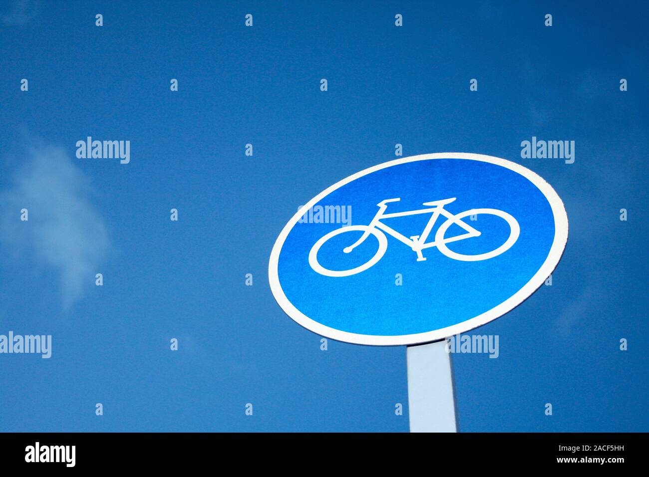 New Zealand road sign. Road sign indicating a bike path. Photographed ...