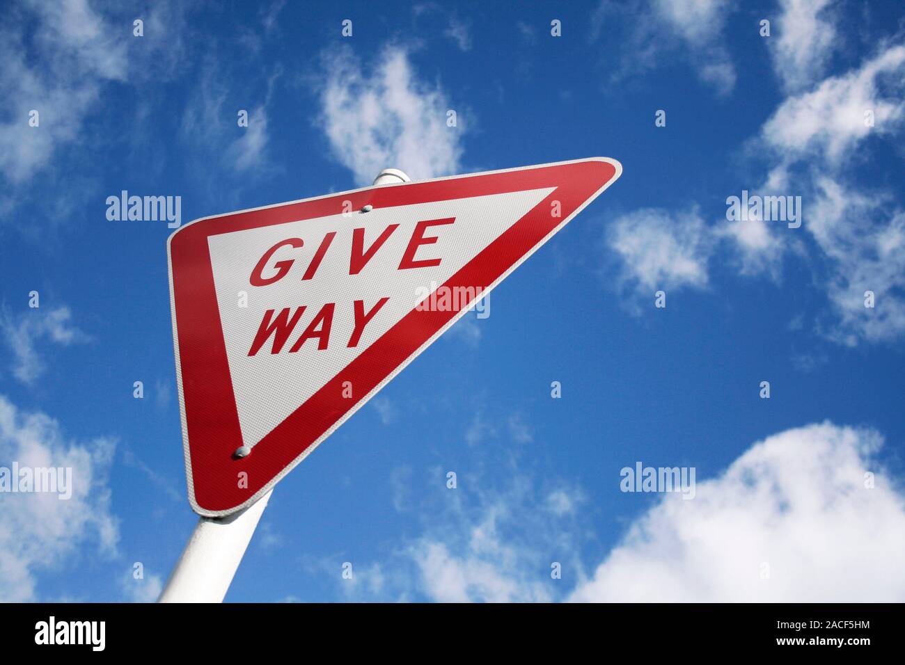 Give way sign. Photographed in Blenheim, South Island, New Zealand ...