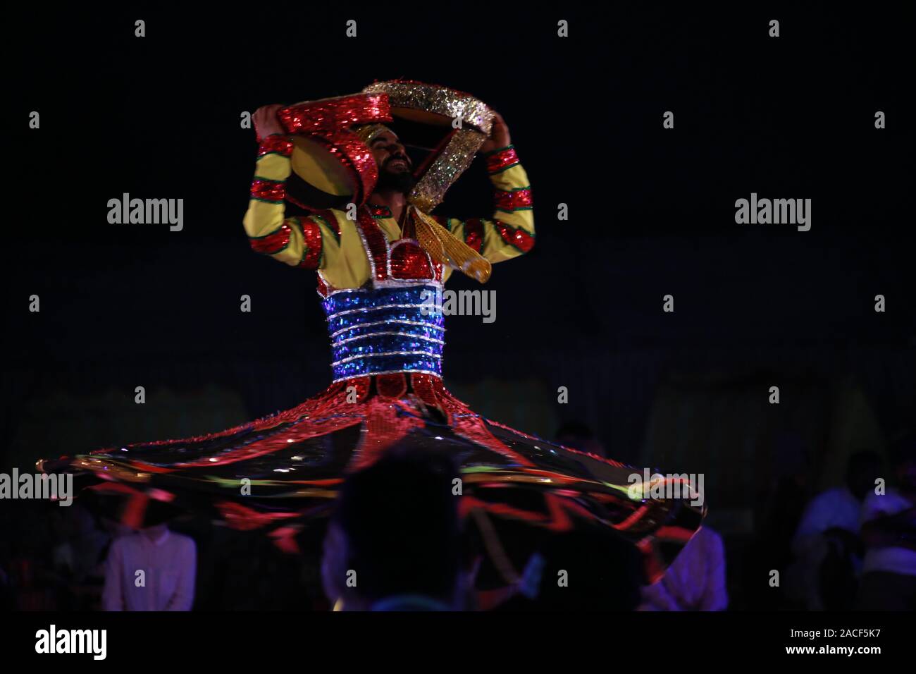 Light performance in Dubai desert, UAE Stock Photo - Alamy