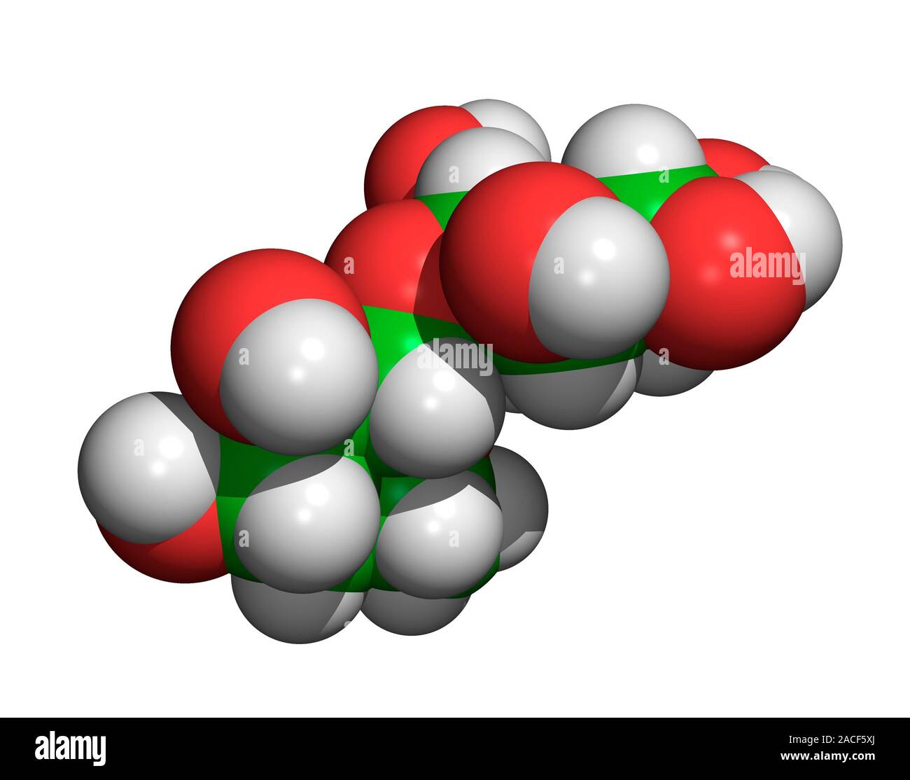 Fructose, molecular model. This is the sweetest of the sugars. It is ...