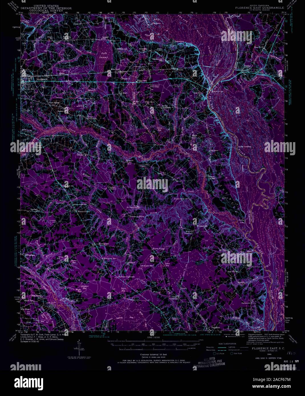 USGS TOPO Map South Carolina SC Florence East 261836 1940 62500 ...
