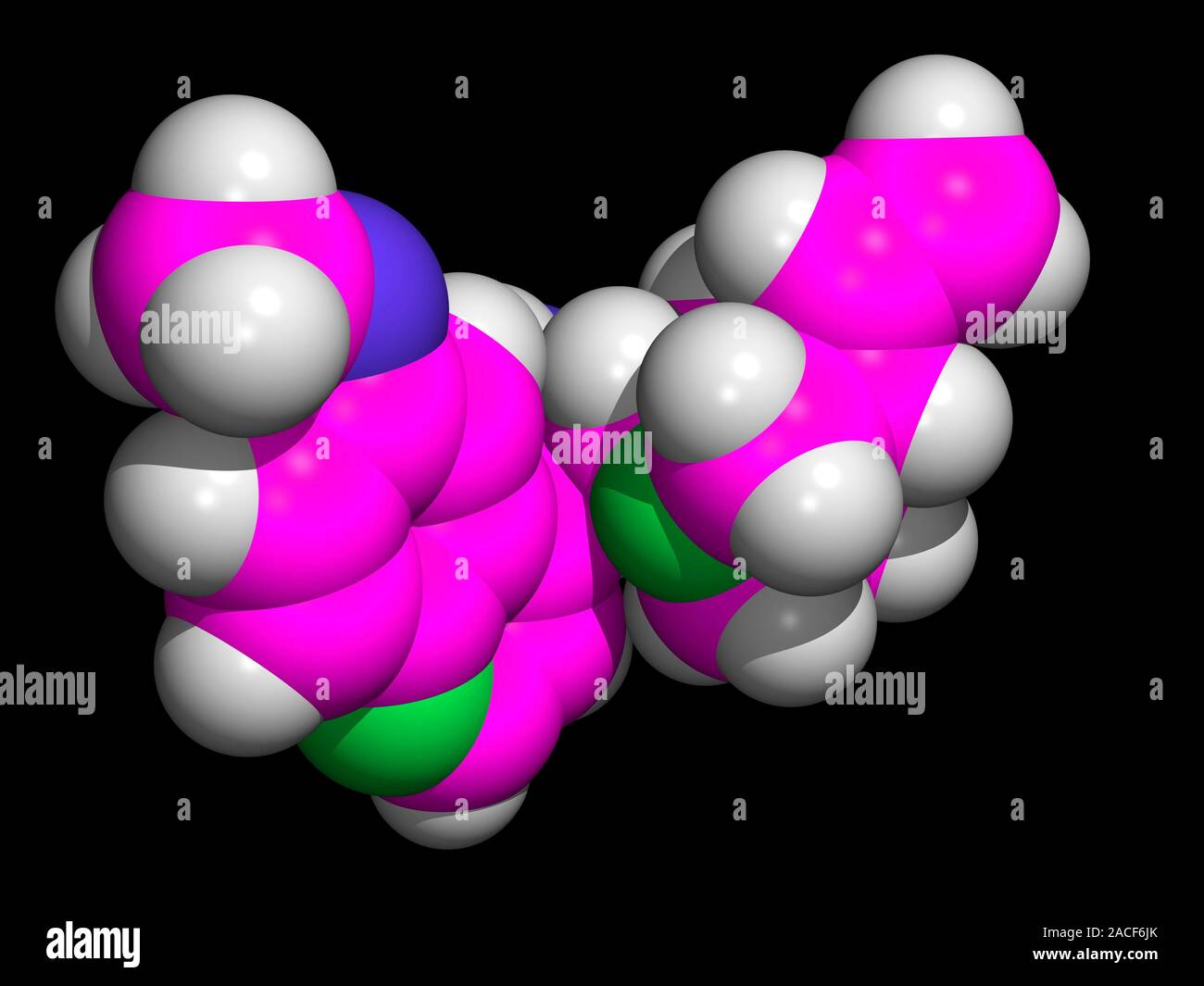Quinine malaria drug, molecular model. Quinine is obtained from the ...