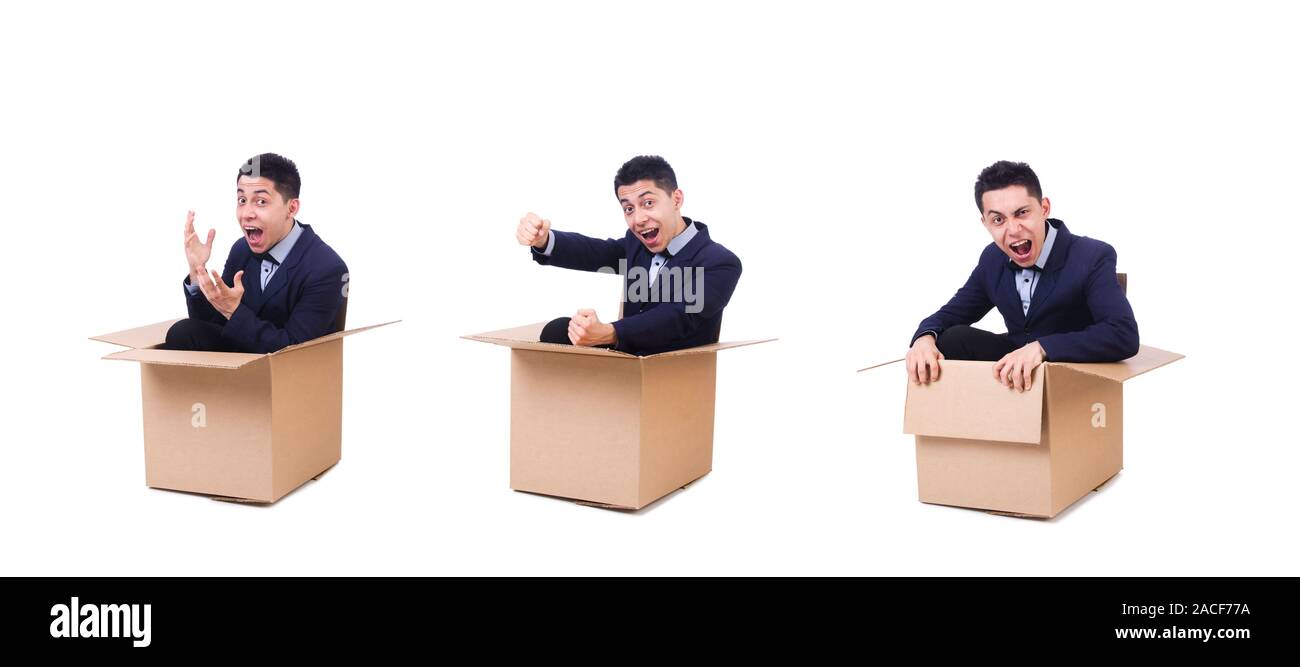 The funny man in the box Stock Photo - Alamy