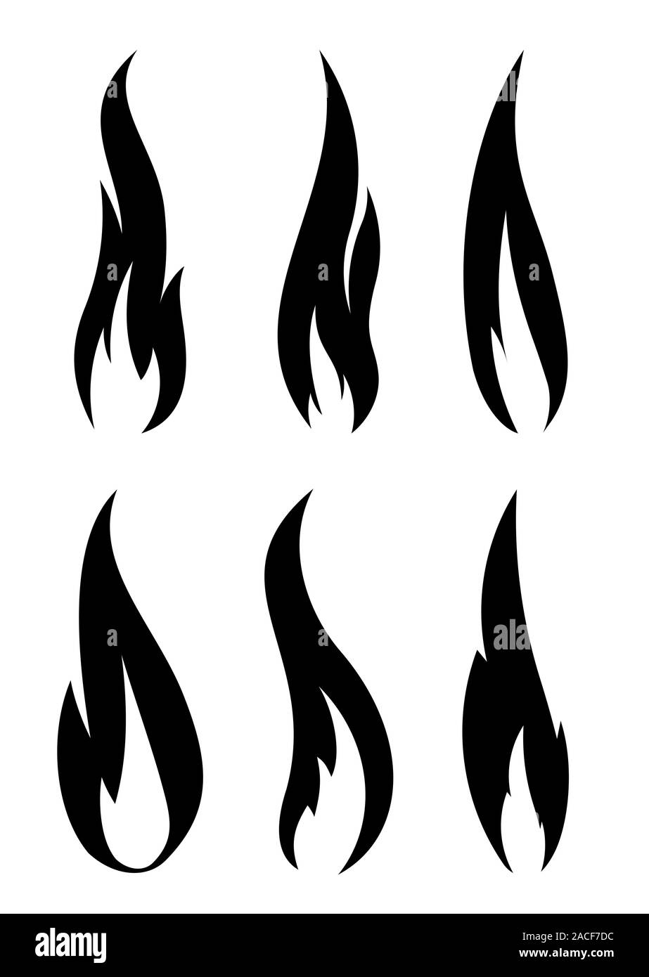 Set of unusual thin black realistic stylish fire flames Stock Vector ...