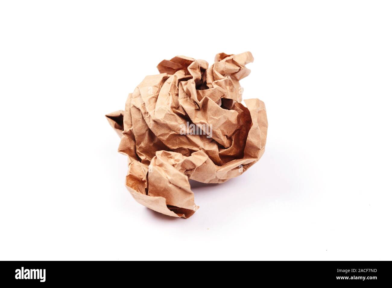 Crumpled craft paper sheet on isolated background Stock Photo - Alamy