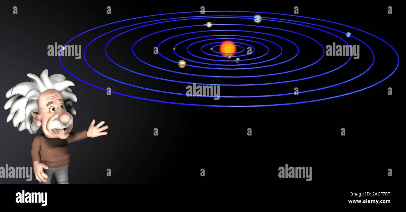 Albert Einstein. Cartoon of the Swiss-German physicist Albert Einstein ...