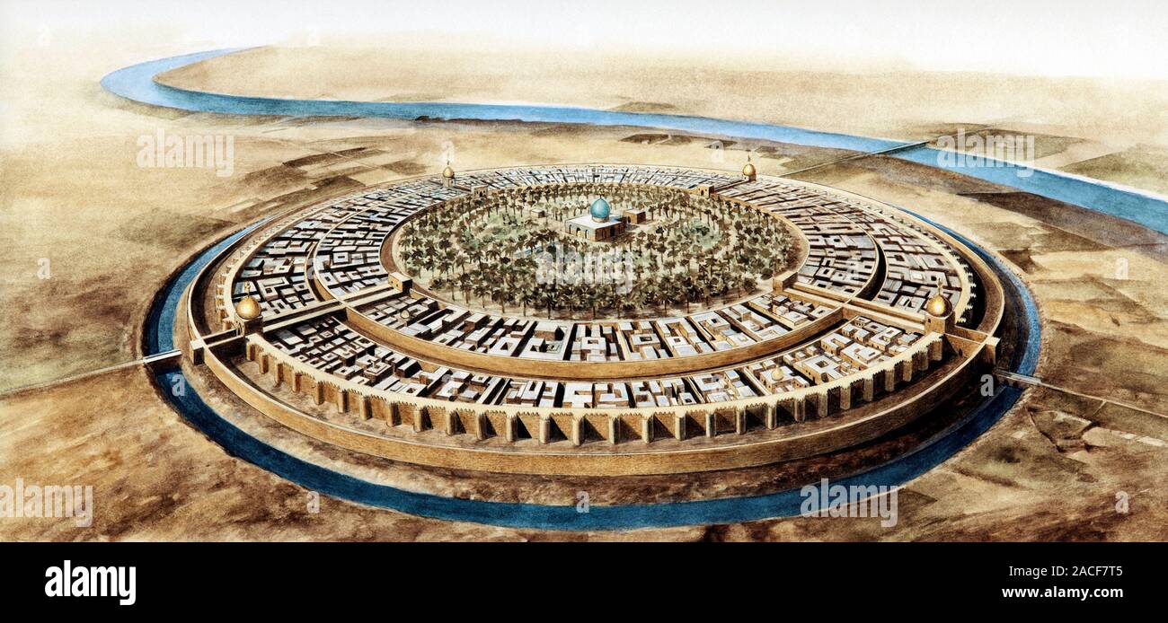 Abbasid Baghdad. Artwork of Baghdad in the 10th century at the peak of ...