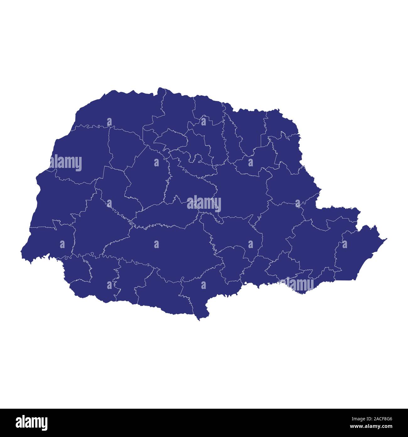 High Quality map of Parana is a state of Brazil, with borders of the ...