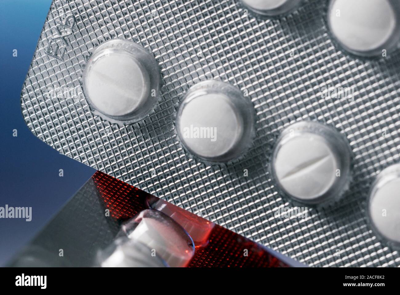 Hypertension tablets. Blister pack of tablets of the blood vessel ...