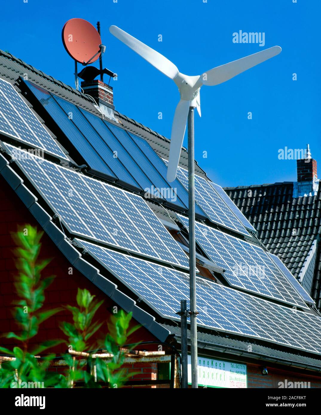 Microgeneration power technology. Small-scale wind turbine, solar ...