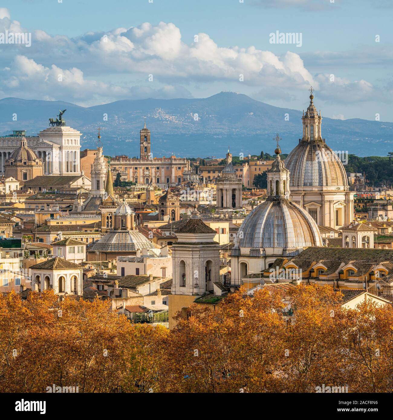 Rome skyline during autumn season, as seen from Castel Sant'Angelo ...