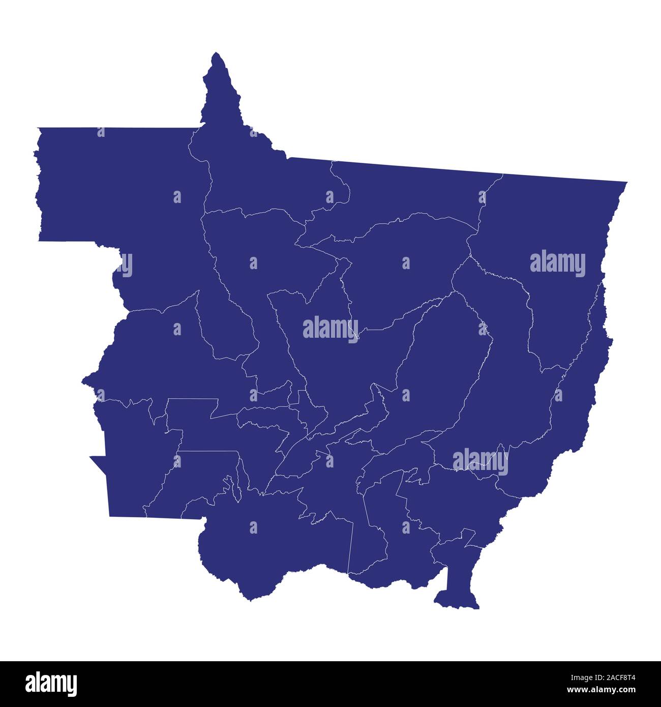 High Quality map of Mato Grosso is a state of Brazil, with borders of ...