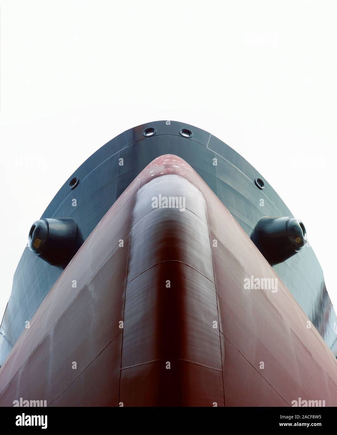 Crude oil tanker. Close-up of the bow of a Very Large Crude Carrier ...