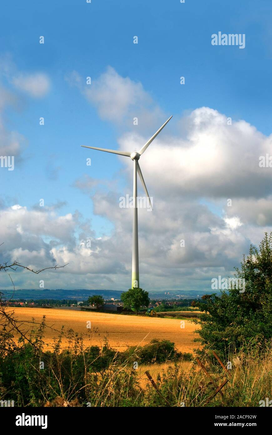 Wind turbine in a rural setting. Wind power is a renewable and clean ...