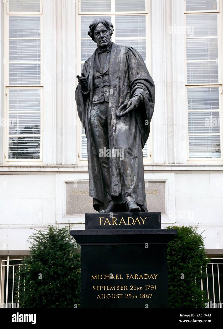 Michael Faraday (1791-1867). Statue of the British chemist and ...