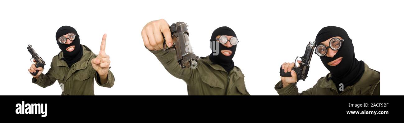 The funny man wearing balaclava isolated on white Stock Photo - Alamy