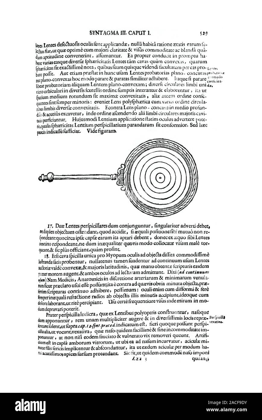 Polyspherical lens description. Diagram and Latin description of the ...