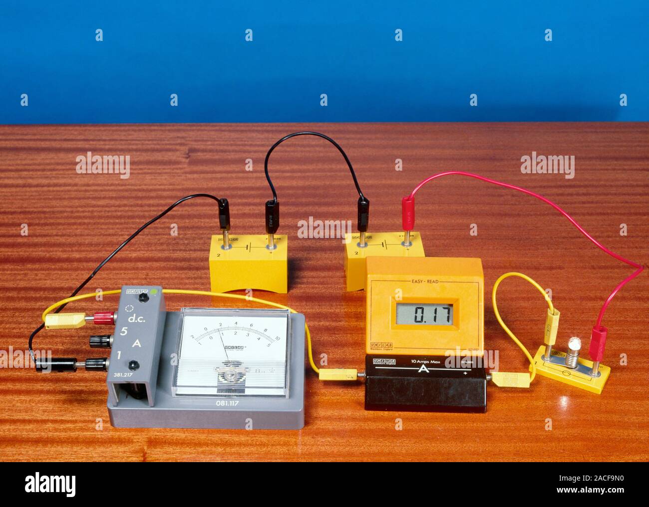 Simple electrical circuit. The circuit consists of two cells (batteries ...