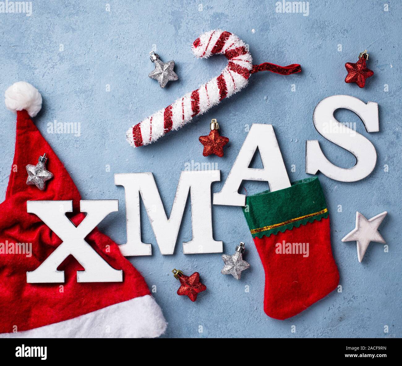 Christmas background with letters XMAS Stock Photo - Alamy