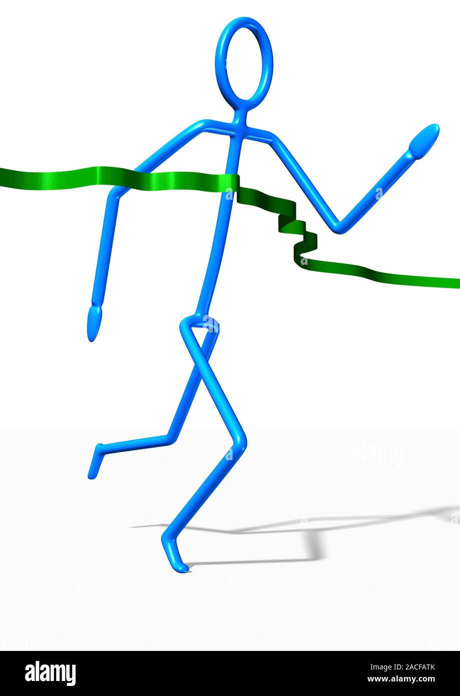 Winning a race. Conceptual computer artwork showing a stick-man ...