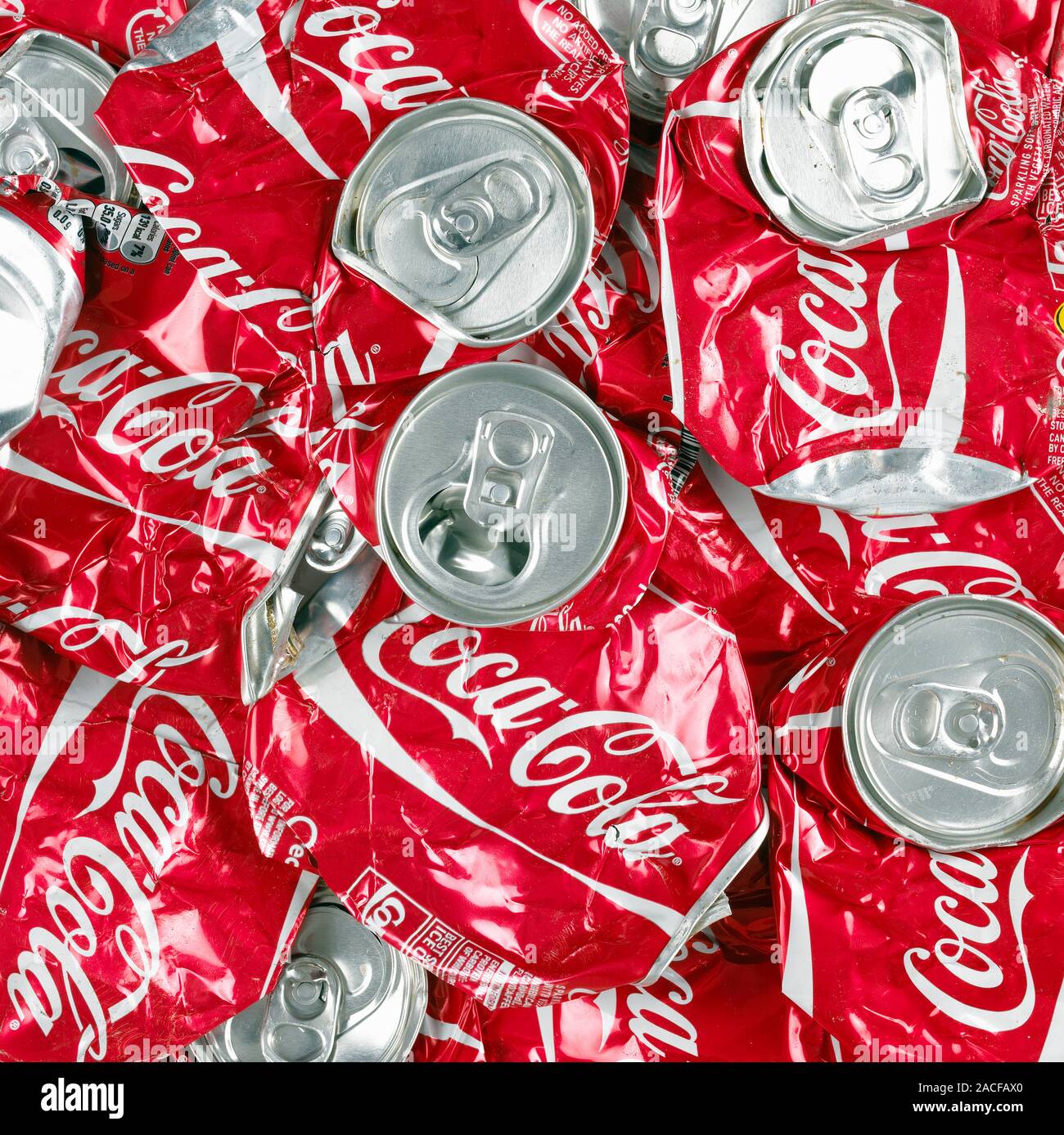 Close-up of crushed Coca Cola cans Stock Photo - Alamy