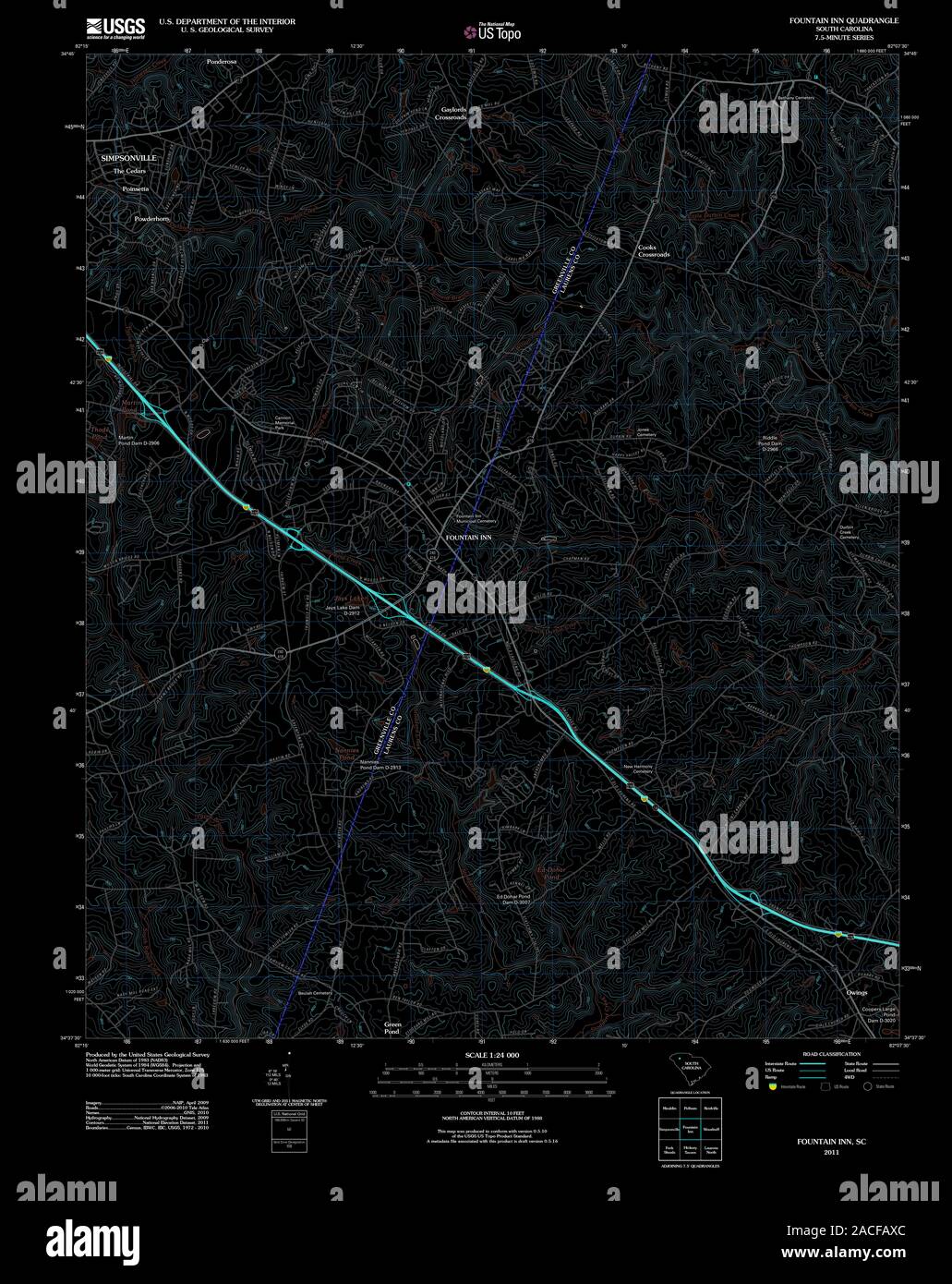 Map of fountain inn hi-res stock photography and images - Alamy