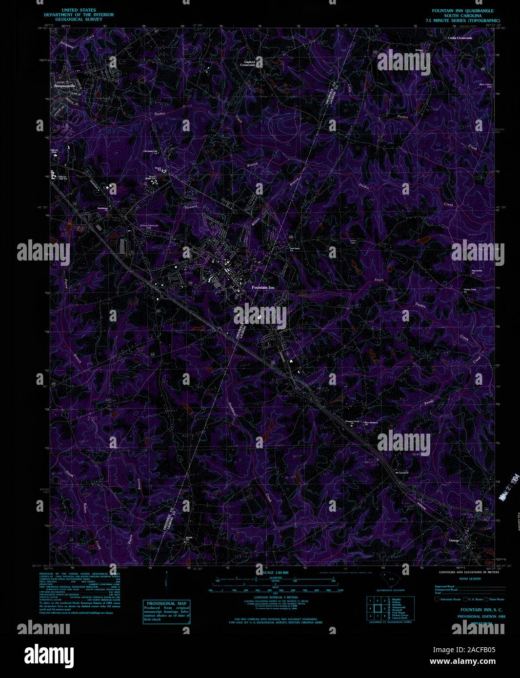 Map of fountain inn hi-res stock photography and images - Alamy