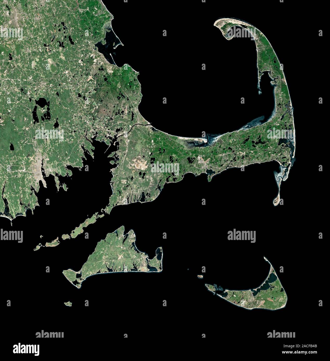 Cape Cod, USA. Satellite image of Cape Cod and its surrounding area in ...