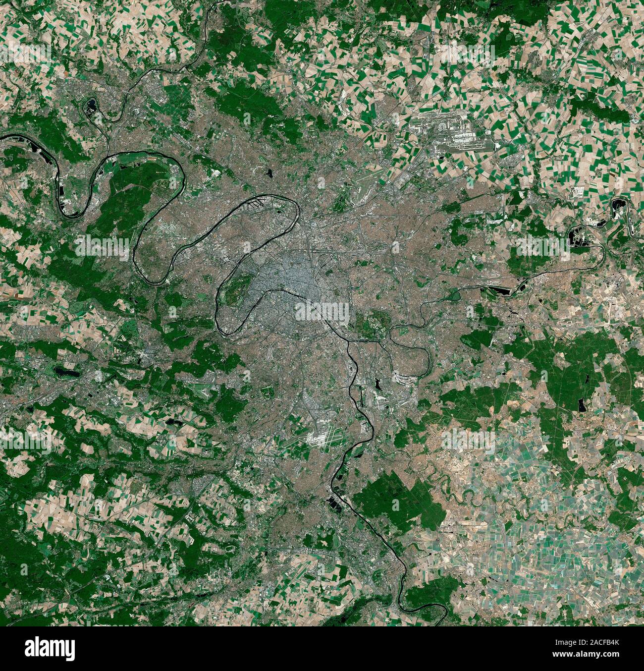 Paris, France. Satellite image of the city of Paris (centre) and its ...
