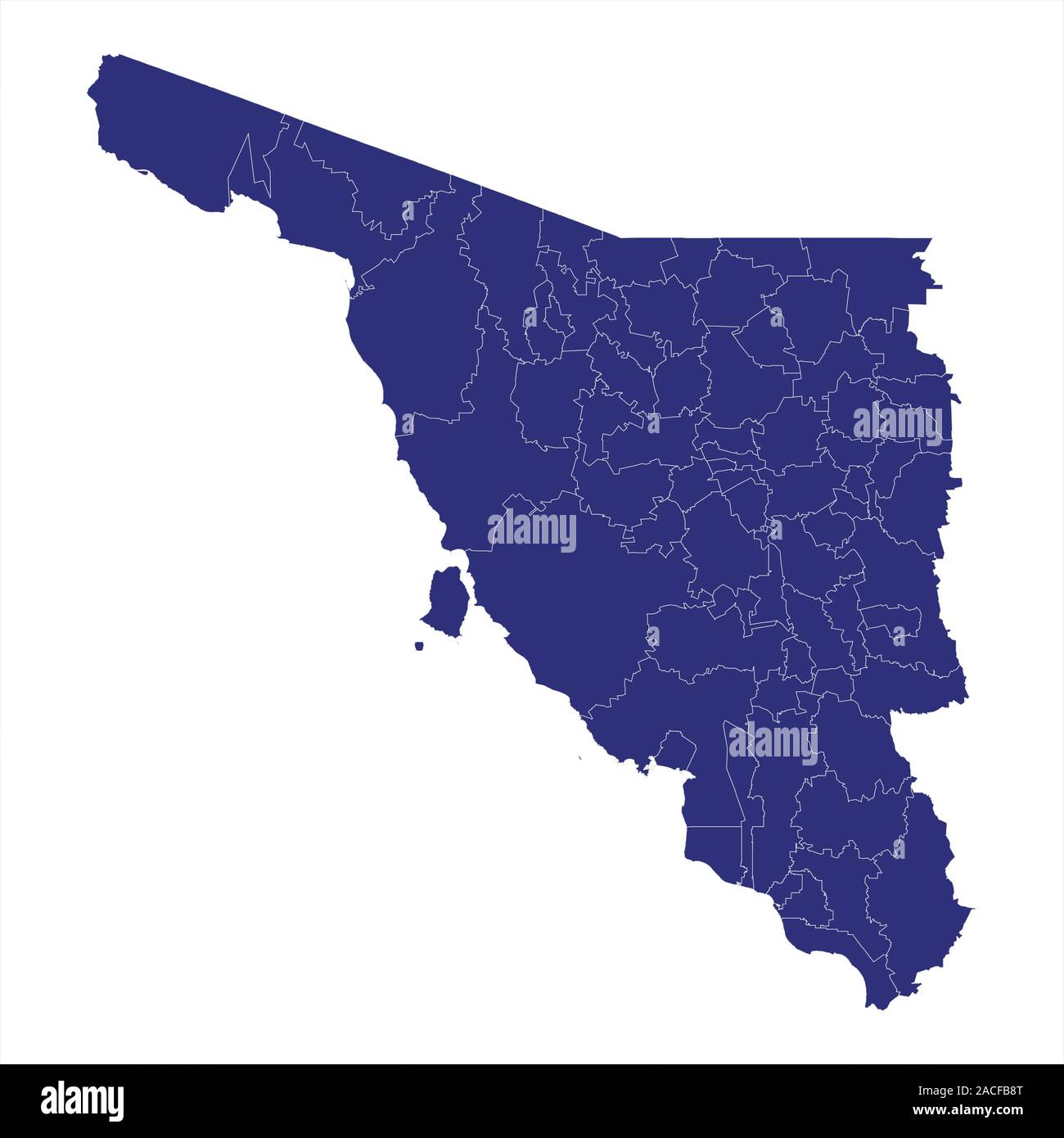 High Quality map of Sonora is a state of Mexico, with borders of the ...