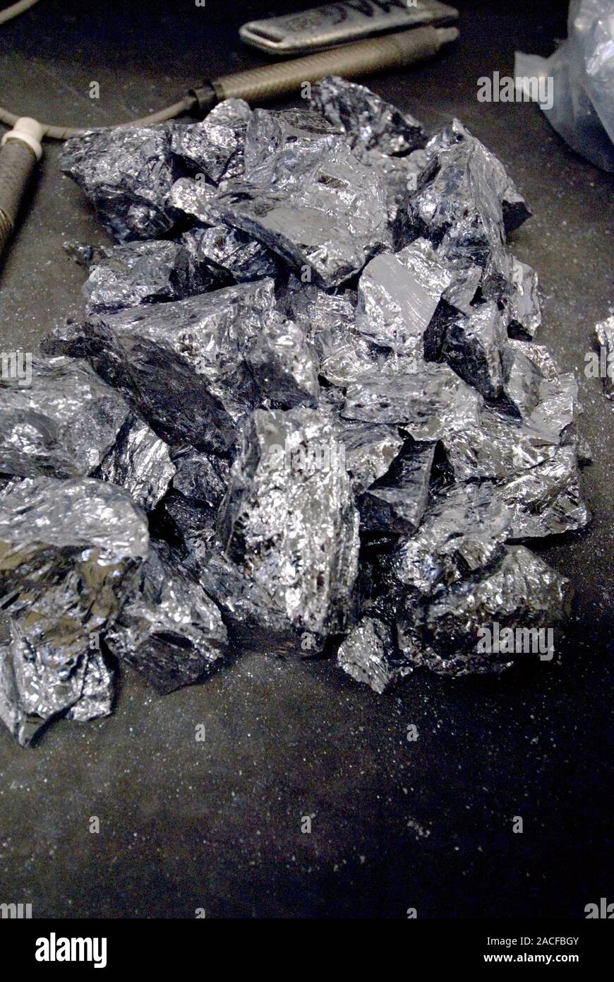 Solar cell production. Raw silicon that will be used for the production ...