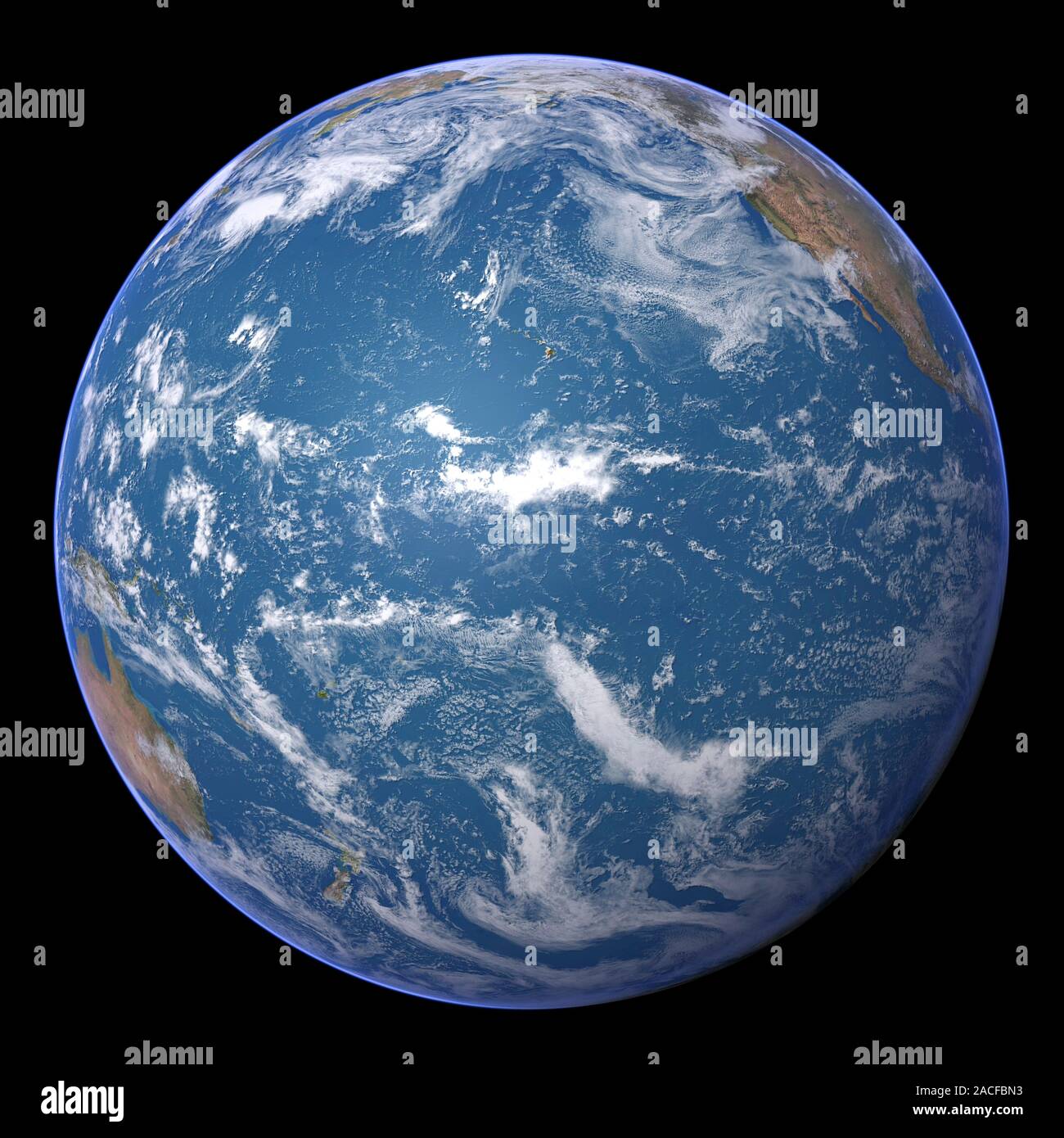 Pacific Ocean. Satellite image of the Earth centred on the Pacific ...