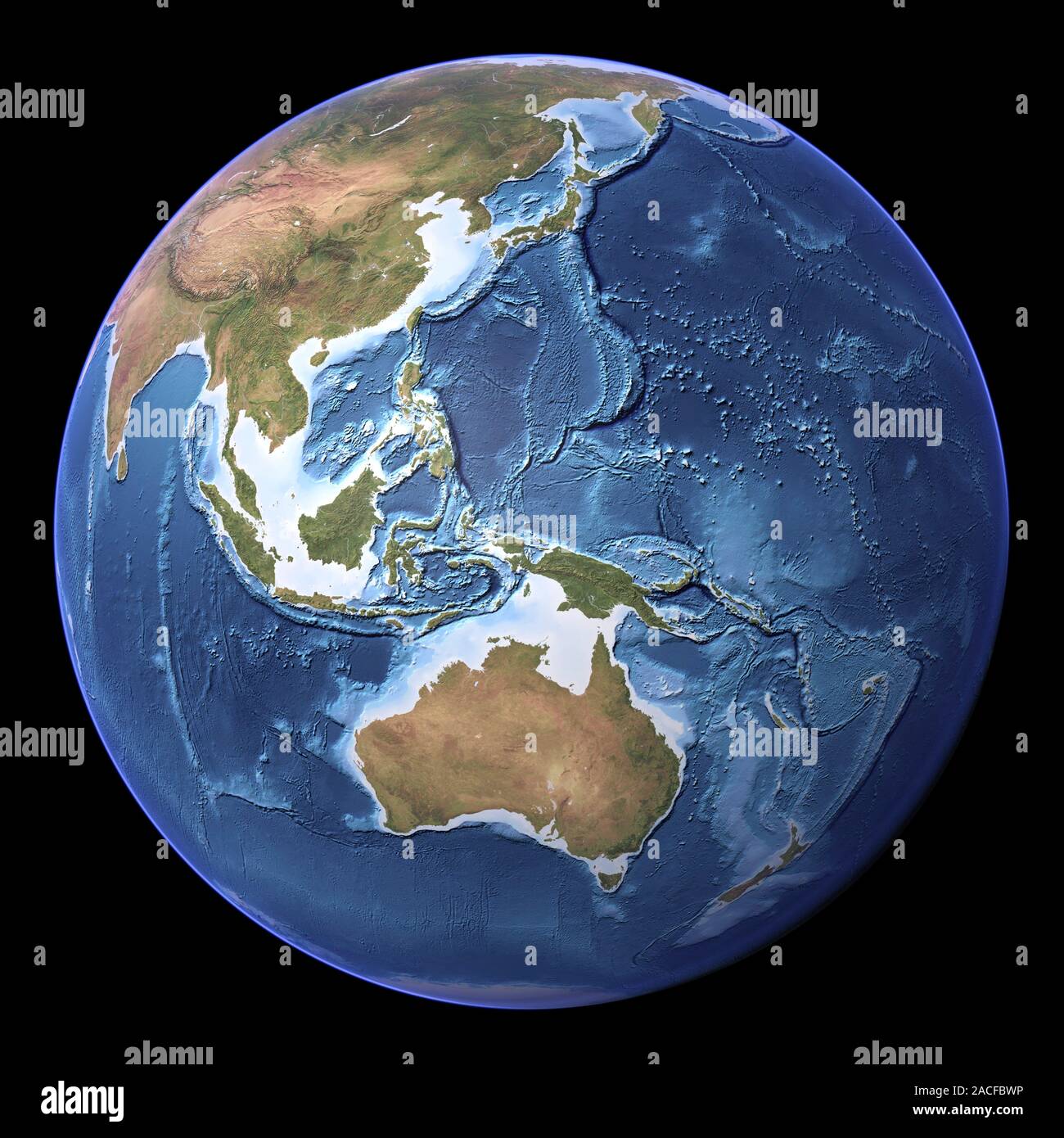 Southeast Asia, topographic map. This map is centred on Western New ...