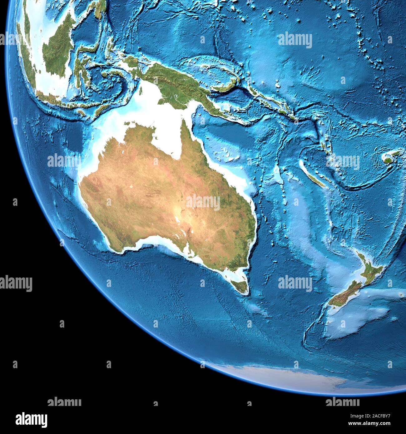 Australia, topographic map. Highlands and lowlands of the continents ...