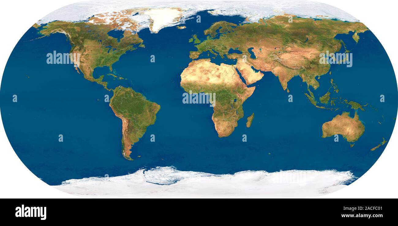Whole Earth, political map. This map is centred on the Greenwich ...