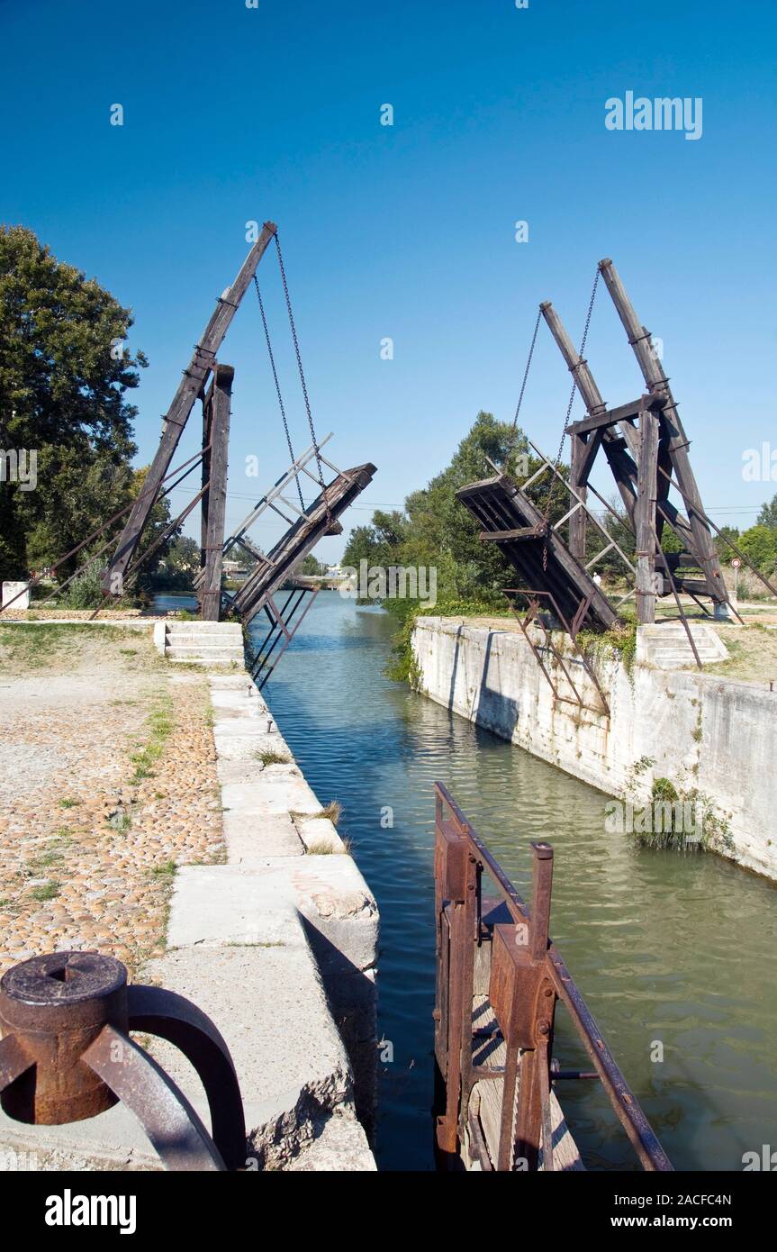 Wooden drawbridge. This cantilevered bridge is a copy of the bridge ...