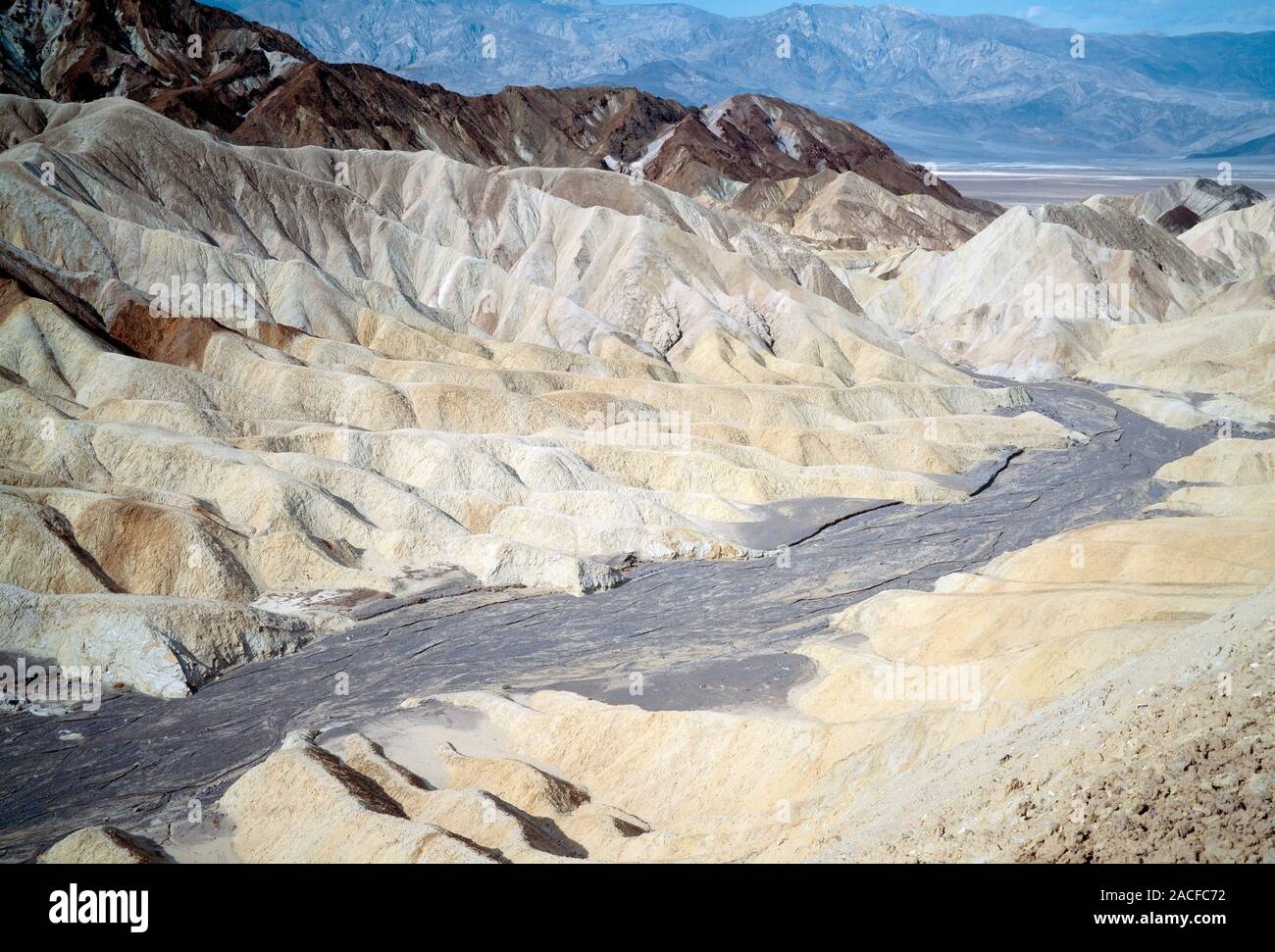 Badland erosion, in Death Valley, California, USA. The erosive pattern ...