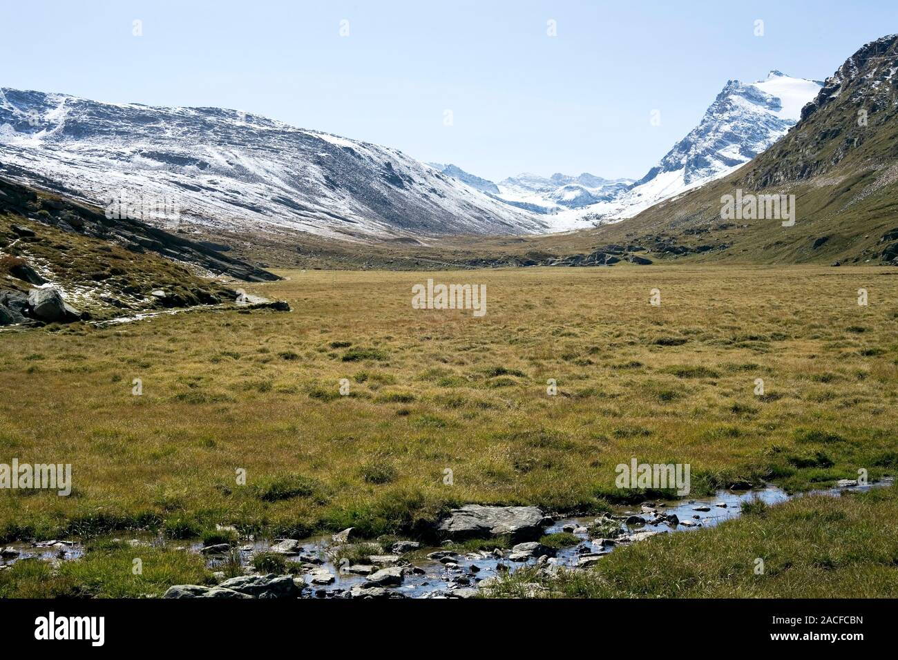 Glacial valley. This valley, in the Gran Paradiso National Park of ...
