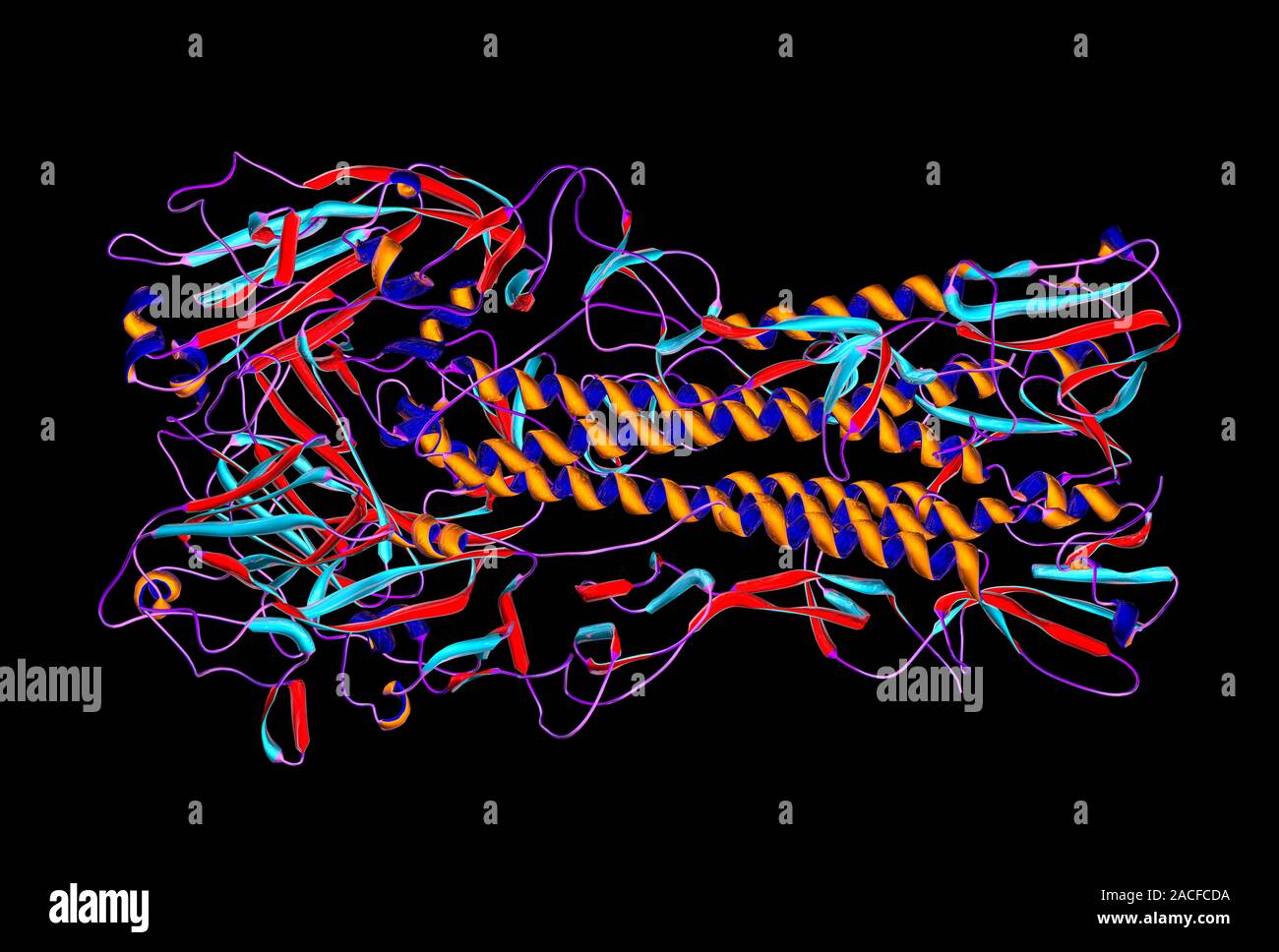 Spanish flu virus antigen. Computer model showing the molecular ...