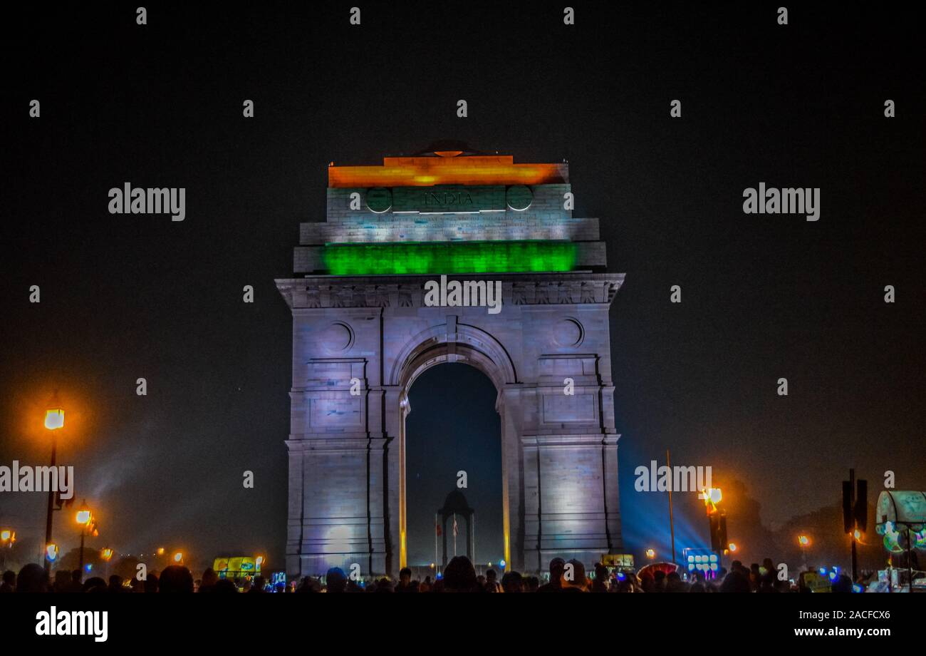 India national flag light night hi-res stock photography and images - Alamy